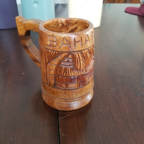Hand Crafted | Other | Bahamas Hand Carved Wooden Mug Excellent ...